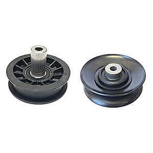 Set of 2 Pulleys, 1 Compatible with Craftsman Poulan Husqvarna V-Idler Pulley 127783 139245 532127783 532139245, 1 Compatible with Flat Idler Pulley 179114 532179114