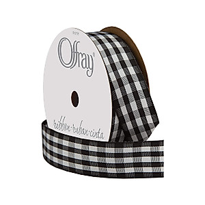 Offray 7/8" Wide Rustic, 3 Yards, Black and White Plaid Pattern Taffeta Gingham Check Craft Ribbon, 7/8-Inch x 9-Feet, 7/8 Inch