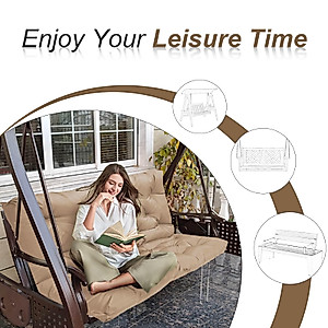 HTRCIH Porch Swing Cushions for Outdoor Furniture, Waterproof Outdoor Swing Cushions 3 Seater, 4" Thick Outdoor Swing Seat Cushion with Ties for Porch, Patio, Outdoor, Backyard and Garden