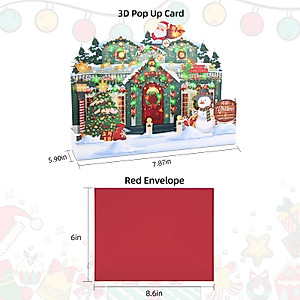 XTF2015 Christmas Greeting Cards Christmas Gift 3D Pop Up Christmas Gift Card with Musical & Christmas Home Animated Lights, Plays 3 Christmas Melody with Matching Flashing Lights