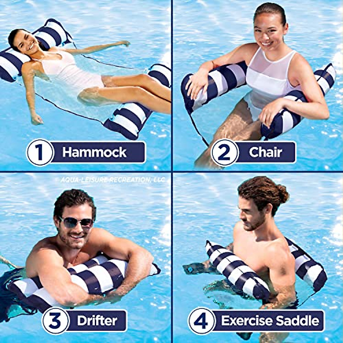 Aqua Original 4-in-1 Monterey Hammock Pool Float & Water Hammock – Multi-Purpose, Inflatable Pool Floats for Adults – Patented Thick, Non-Stick PVC Material