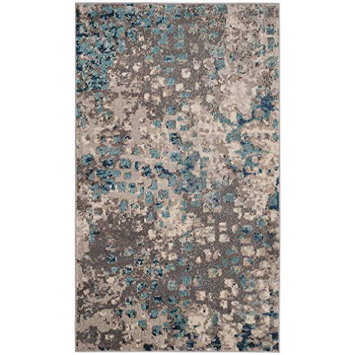 SAFAVIEH Monaco Collection Accent Rug - 3' x 5', Grey & Light Blue, Abstract Watercolor Design, Non-Shedding & Easy Care, Ideal for High Traffic Areas in Entryway, Living Room, Bedroom (MNC225E)