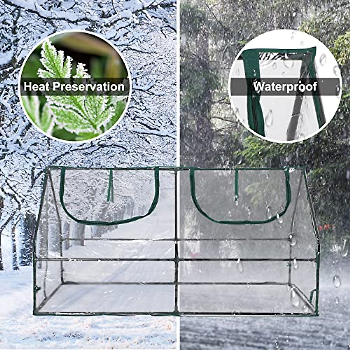 Portable Mini Greenhouse for Outdoors , 6.0' x 3.0' x 3.0' Small Greenhouse for Indoor Outdoor, Mini Clear Green house with PE Cover and Roll-Up Zipper Door for Winter Seedling, Flowers, Plant Growing