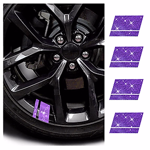 8Pcs Bling Wheel Rim Decals,Rhinestone Reflective Stickers Car Decorations,Self-Adhesive Universal Tire Rim Stickers for 16-21 Inch Wheels Tire Rim(Purple)