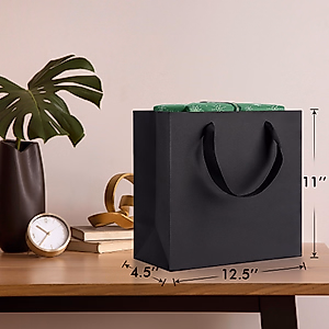 MOXARYSU Black Gift Bags With Handles: 12.5x4.5x11 Inch 6pcs Large Paper Gags Bulk For Party Shopping Birthday Wedding