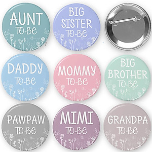 Custom Baby Shower Buttons for Family Members, Mommy To Be Pin Button Badge, Personalized Sibling Tags, Baby Shower Decorations