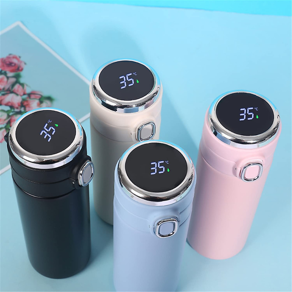 GABERG Water Coffee Bottle Double Wall Vacuum Insulated Bottle Smart with Led Temperature Display (Beige)