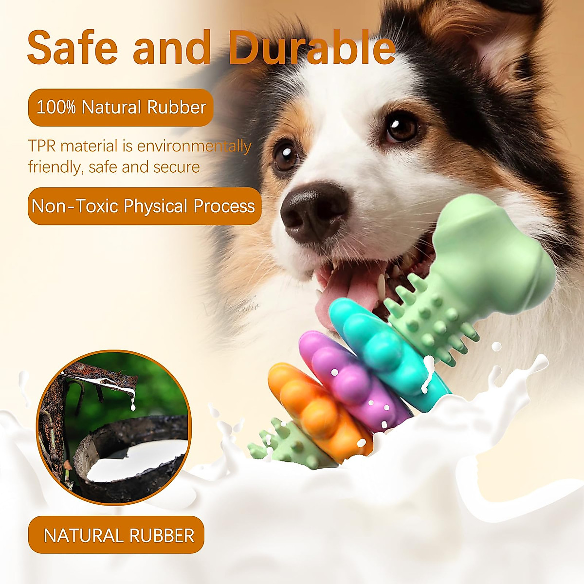 Lykani Dog Chew Toys for Small Dogs Toothbrush Stick Teeth Cleaning Brush Dental for Aggressive Chewers, Durable Interactive Dog Toys, Rubber Dog Toys for Puppy Christmas Easter Birthday Gifts, Green