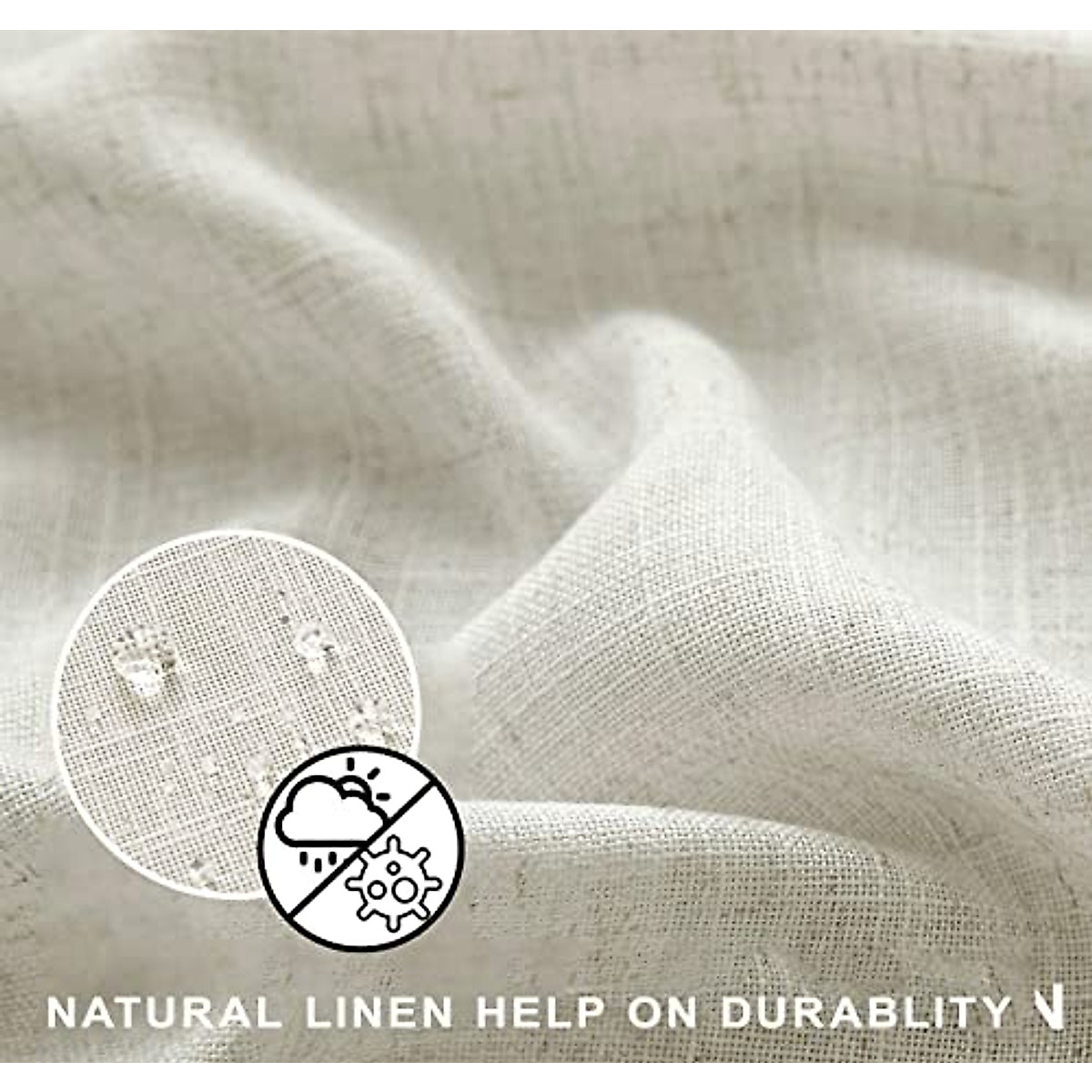 KOUFALL Linen Shower Curtain,Boho Farmhouse Shower Curtains for Bathroom,Bath Decor Natural Cloth Cotton Look Polyester Waterproof Fabric Shower Curtain Liner with Hooks Sets,Cream Ivory,72 x 72 Inch