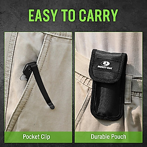 Mossy Oak Folding Pocket Knife with Aluminium Alloy & G10 Handle, 4.75" Tactical Knife with Tungsten Steel Glass Breaker, Seatbelt Cutter, Belt Clip, Survival Knife for Emergency, Outdoor, Camping