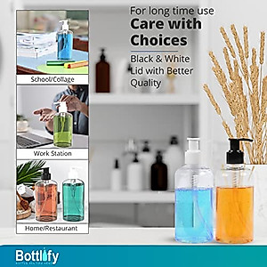 4 PCS Refillable Shampoo and Conditioner Bottles with Pump 8oz – Clear Plastic Pump Bottles Dispenser Empty - BPA Free Leak Proof Hand soap Dispenser Set with Travel Lock