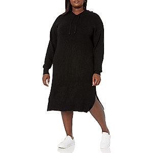 The Drop Women's Claudia Cuddle Hoodie Midi Dress, Black, M