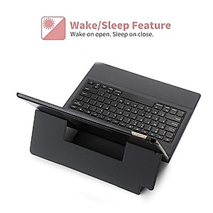 casefromme for iPad Pro 12.9 Keyboard Case,Slim Lightweigh Folio Shell Protective Stand Leather Cover for iPad Pro 12.9 inch 1st & 2nd Generation（2015 & 2017 Black