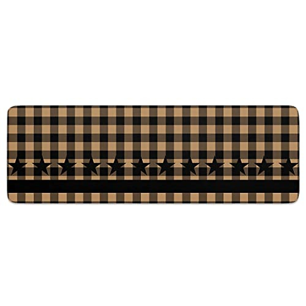 Indoor Door Mat Welcome Entryway Rug Western Star Country Style Buffalo Plaid Non Slip Floor Doormats Absorbent Bath Rugs Black Stars Striped on Checker Carpet for Front/Back Doors