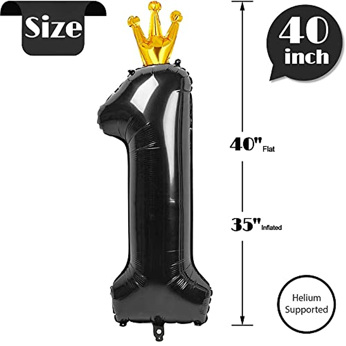 Number 1 Balloons for First Birthday, 40 in, Wild One Giant Balloons, Baby Girl Boy 1st Birthday Decorations,1 16 18 21 Birthday Balloons