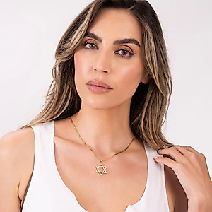 Barzel 18K Gold Plated Crystal Star of David Charm Necklace (20")