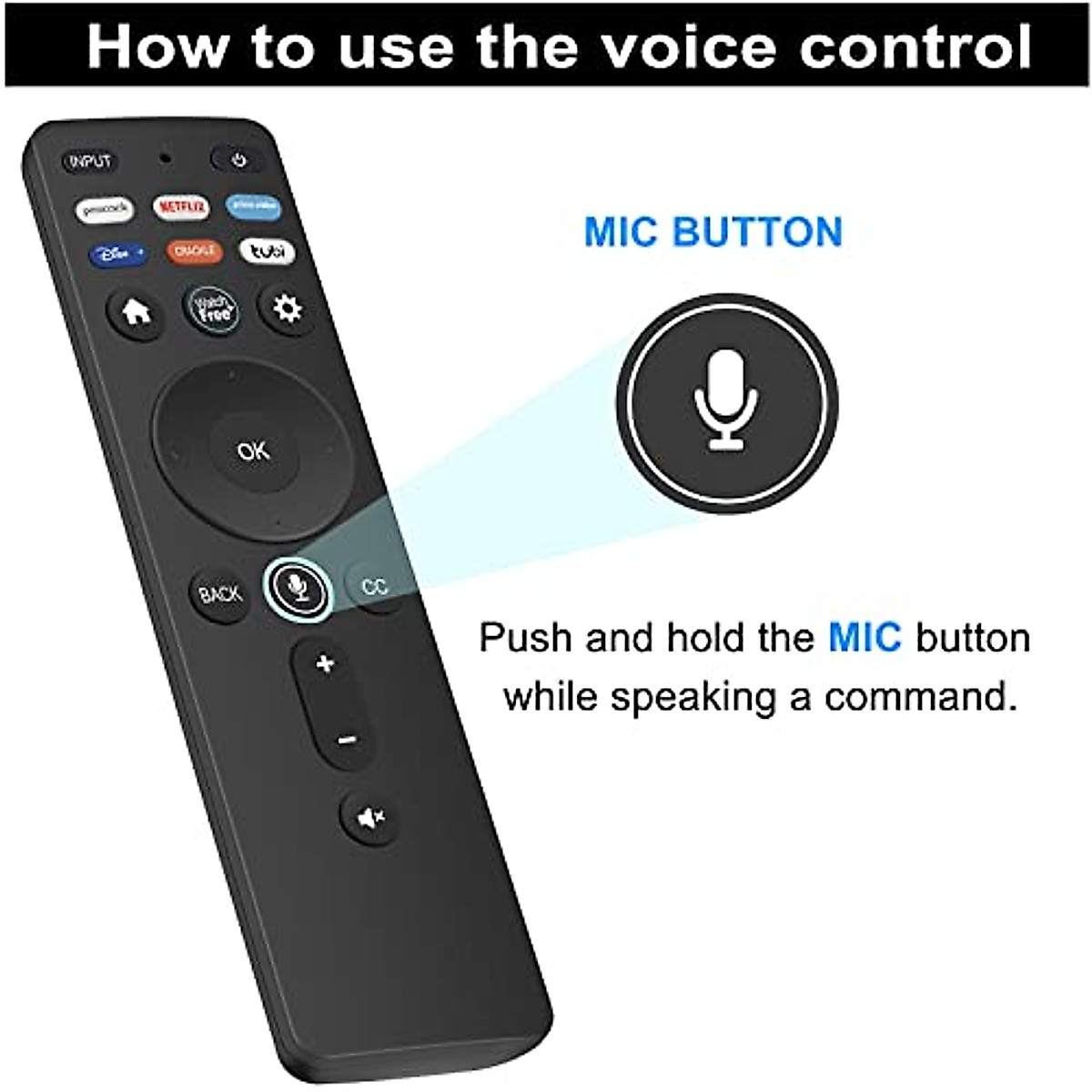 New Replacement Voice Remote Control XRT260 fit for Vizio V-Series and M-Series 4K HDR Smart TV with Shortcut App Keys Peacock Netflix PrimeVideo Disney+ Crackle TUBI Watchfree （Version 2）