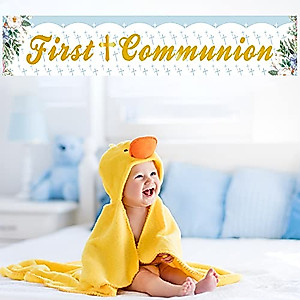 Labakita Large First Communion Banner, Baptism Decorations for Boys or Girls, Baptism / Christening / Baby Shower Party Decorations