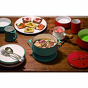 DANSK 833297 Koben Style Double Handed Pot, 7.1 inches (18 cm), 2.2 L., Induction Compatible, Turquoise/Teal, Oven Safe, Enameled