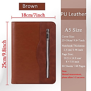 SAYEEC Leather Portfolio Notebook Binder with Calculator A5 6 Ring Refillable Budget Planner Binder Cover with Zipper Zippered Padfolio Organizer Business Journal Conference Folder Gifts for Men Women