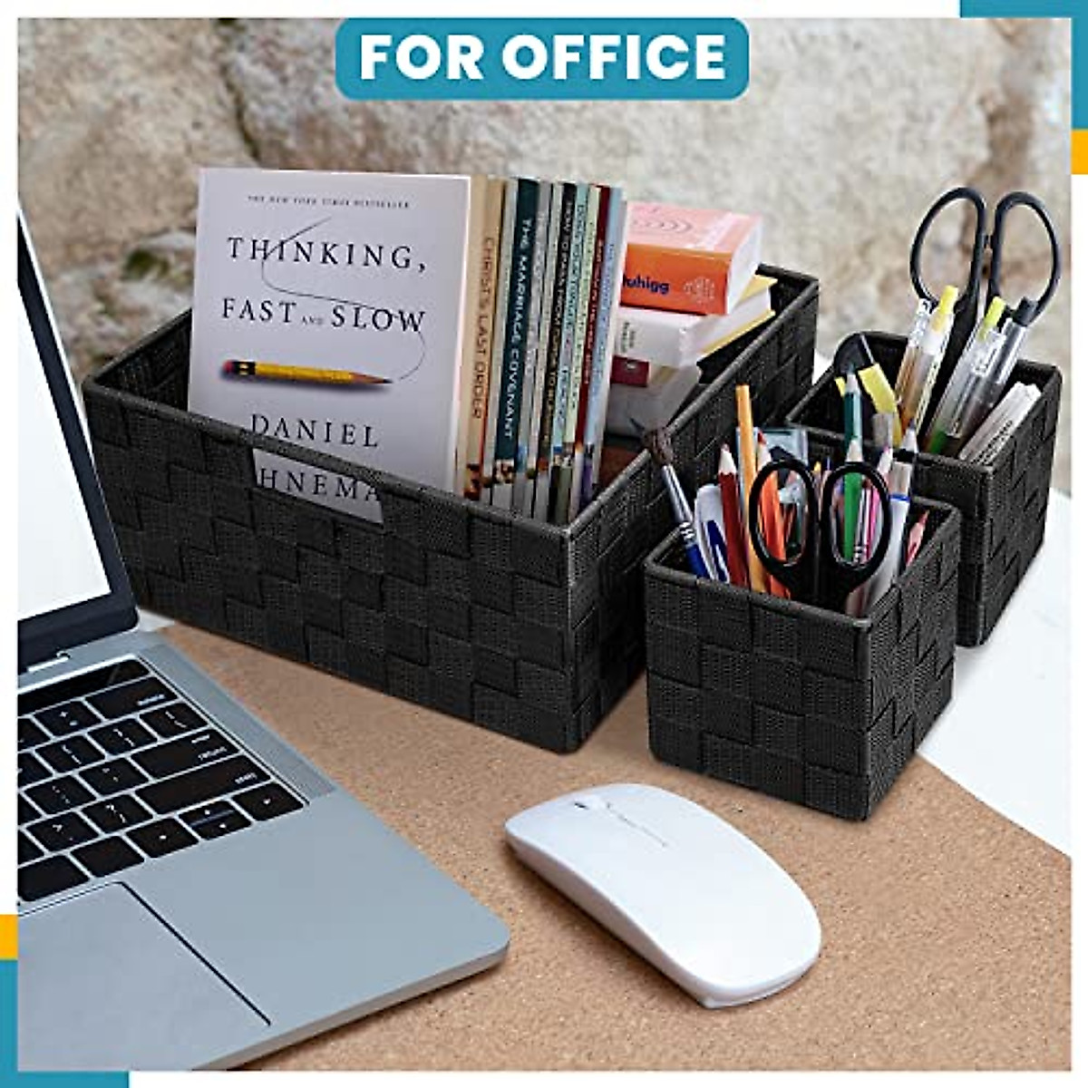 LOVSTORAGE Storage Baskets for Organizing with Lids, 8-Pack Woven Baskets for Shelves Small Bathroom Baskets Organizer Bins Pantry Storage Baskets for Dresser, Bedroom, Closet, Nursery