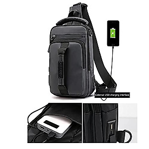 CHARGELLA Sling Bag for Men & Women Waterproof Shoulder Daypack Crossbody Backpack for Travel Hiking with USB Charging Port (Blue)