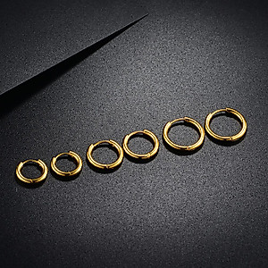 Dainty 8 Pairs Surgical Stainless Steel Earrings 14K Gold Plated Hoop Earrings,Stainless Steel,14K Gold Plated