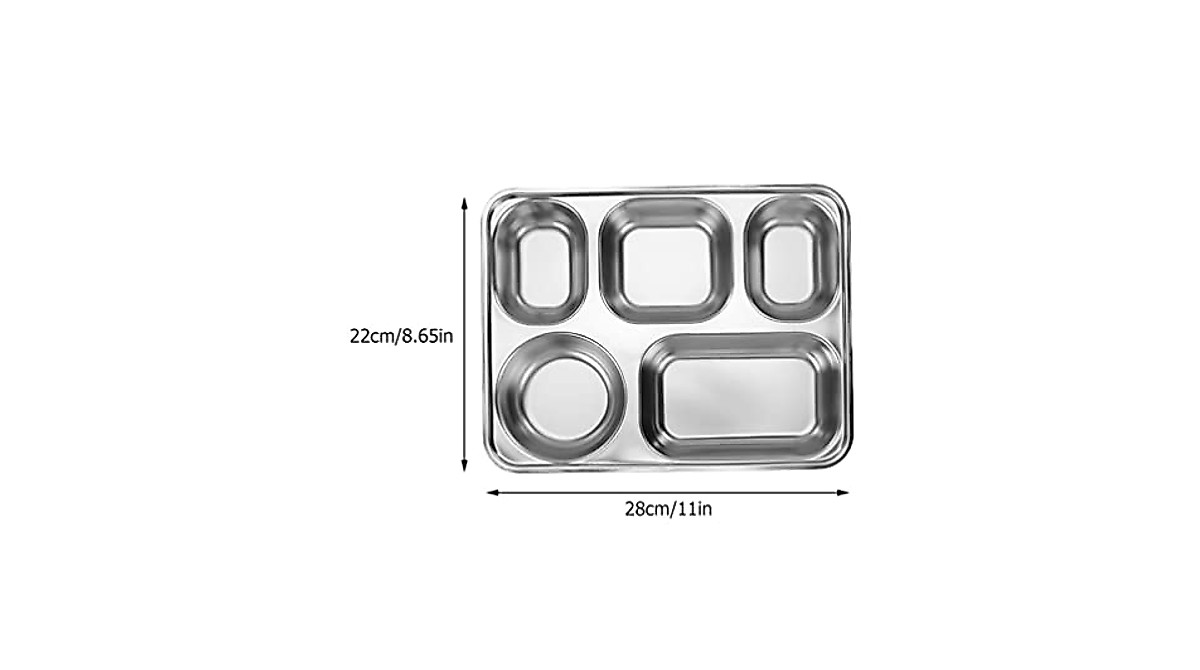 GANAZONO 2 Sets Stainless Steel Rectangular Divided Plates Tray with ...