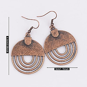 ANDPAI Handmade Unique Bohemian Tribal Hoop Spiral Earring Vintage Gold Silver Geometry Dangle Drop Earrings for Women (Brown)
