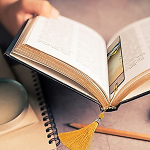 The Wave Japanese Ukiyoe Wooden Bookmarks for Book Lovers Men 4 Pcs Color Handmade Natural Bookmarks Art Book Mark with Tassel and Box Set, Good Gift for Men, Women