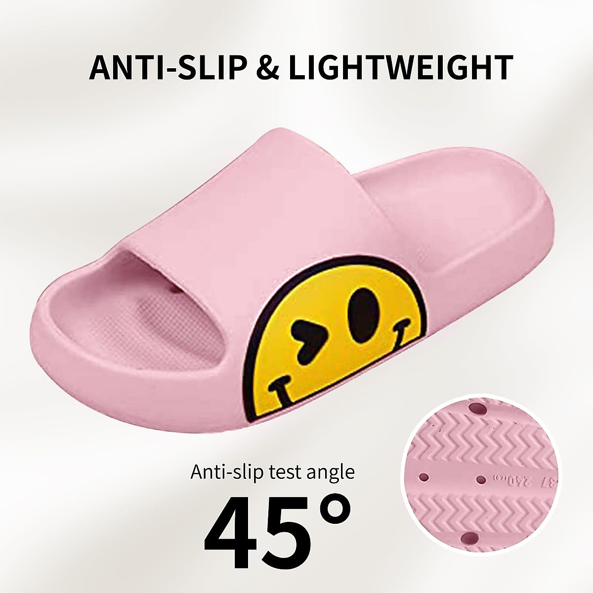 Smiley Face Slides for Women and Men, Pillow Slides Sandals Indoor Outdoor Smiley Slippers Non Slip EVA, Sandals for Girl and Boys, Open Toe Spa Bath House Shower Shoes, Cloud Slides, Quick Dry Casual