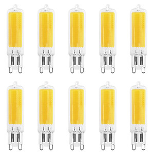 LUXRITE G9 LED Bulb Dimmable 4.5W, 50 Watt T4 G9 Halogen Equivalent, 3500K Natural White, 450 Lumens, Glass G9 Bi Pin Base, 320° Beam Angle, ETL Listed (10 Pack)