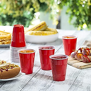 Comfy Package [240 Count] 12 oz. Disposable Party Plastic Cups - Red Drinking Cups