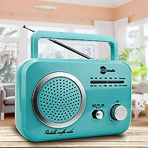 HDi Audio Radio Teal/Silver Premium Home Vintage Portable Retro Radio Classic AM/FM Radio with Built in Speakers + Headphone Jack