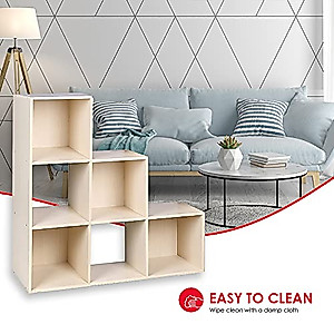 Home Basics Open and Enclosed Cube MDF Storage Organizer, Oak (6-Cube Tiered)