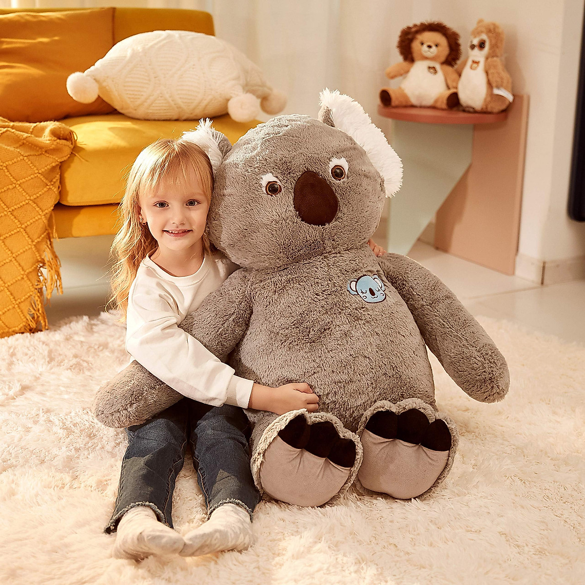 IKASA Large Koala Stuffed Animal Giant Soft Plush Toy,Cute Huge Jumbo Kawaii Fluffy Plushy Big Size Fat Plushie,Gifts for Kids (Gray, 30 inches)