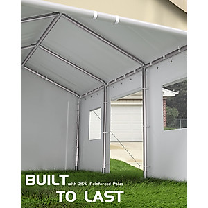 KYBOLT 10 x 20 Ft Heavy-Duty Carport, Portable Garage, 180g PE Waterproof Canopy and 8 x 1.0 mm Poles for Full-Size Pickup Trucks, Boats, and SUVs - Yellow