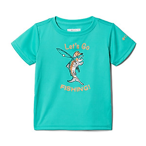 Columbia Youth Boys Terminal Tackle PFG LGF Short Sleeve, Electric Turquoise/Bright Nectar, X-Large