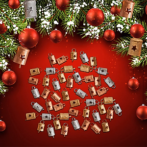 DIYANA IMPEX 12 Vintage Indian Tin Bells Rustic Chime Vintage Jingle Bell Wedding Patio Cow Bells Christmas Tree Crafts Decoration Rounded Top Wind Chime Noah (12, Gold)