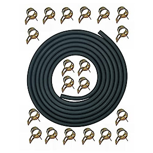 10 Feet 3/16 Inch ID Fuel Line for Kawasaki Kohler Briggs & Stratton Honda Predator Champion Generac Small Engines Mini Bike ATV Generator w/ 20 Clamps
