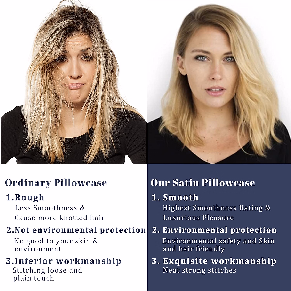 BlessLiving Satin Pillowcase Hippie Tie Dye Pillow Cases for Hair and Skin Boho Abstract Pattern Silk Pillowcases with Envelope Closure (Set of 2 Pack, Purple and Blue, Standard(20''x26''))