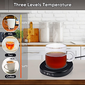 Coffee Mug Warmer for Desk,SAINSWIN 3 Temp-Settings Hot Drink Beverage Warmer Plate,Coffee Cup Warmer with Auto Shut Off,Plate Warmer Keep Coffee, Beverage, Milk, Tea and Hot Chocolate Warm(NO Mug)
