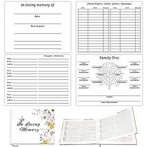 TAOPE Funeral Guest Book| Memorial Guest Book | Celebration of Life Funeral Guest Book| in Loving Memory | 10.2” x 7.8”, Guest Sign in Book(Flower)