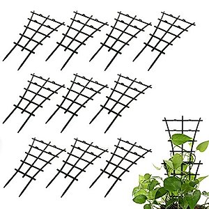 GWOKWAI 12Pcs Plant Climbing Trellis Supports, DIY Garden Mini Superimposed Potted Plant Support Plastic Pot Plant Stem Support Wire for Indoor Outdoor Vines Flower Vegetable