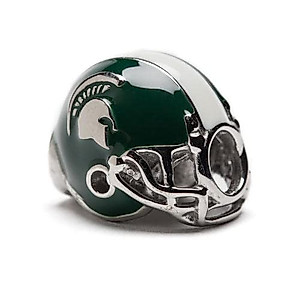 Michigan State Football Helmet Charm - MSU Spartans Bead for Bracelets - Hypoallergenic Stainless Steel Charms - Michigan State University Gifts