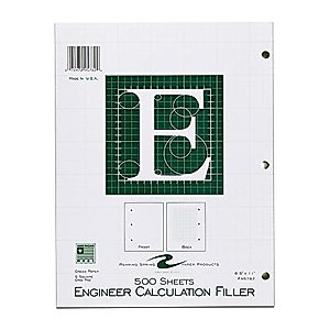 Roaring Spring Engineering Loose Leaf Filler Paper, 8.5"x11", 500 Sheets Per Pack, 15# Green Tinted Paper, Computation Paper, Proudly Made in The USA, Heavyweight Backer Board