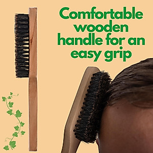 GranNaturals Soft Mens Boar Bristle Hair Brush - Natural Wooden Club Style Wave Hair Brush for Men - Styling Beard Hairbrush for Fine, Thin or Thick Hair