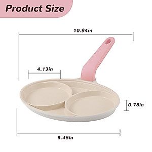 VOTTERCO Egg Frying Pan, 2-Cup Mini Nonstick Egg Pan & Omelet Pan for Breakfast, Healthy Non Toxic Pancake Pan, Easy to Clean Egg Cooker Pan, Suitable for Gas Stove & Induction Cookware (Pink)