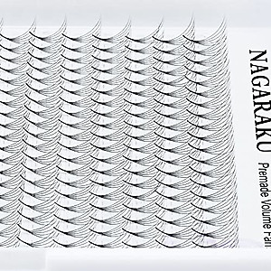 NAGARAKU Premade Fans Eyelash Extensions 320 Fans 5D Volume 0.07mm D curl 9-14mm Mix Tray Sharp Narrow Stem Clusters Thin Pointy Base Russian Pre Fanned Fluffy Matte Black