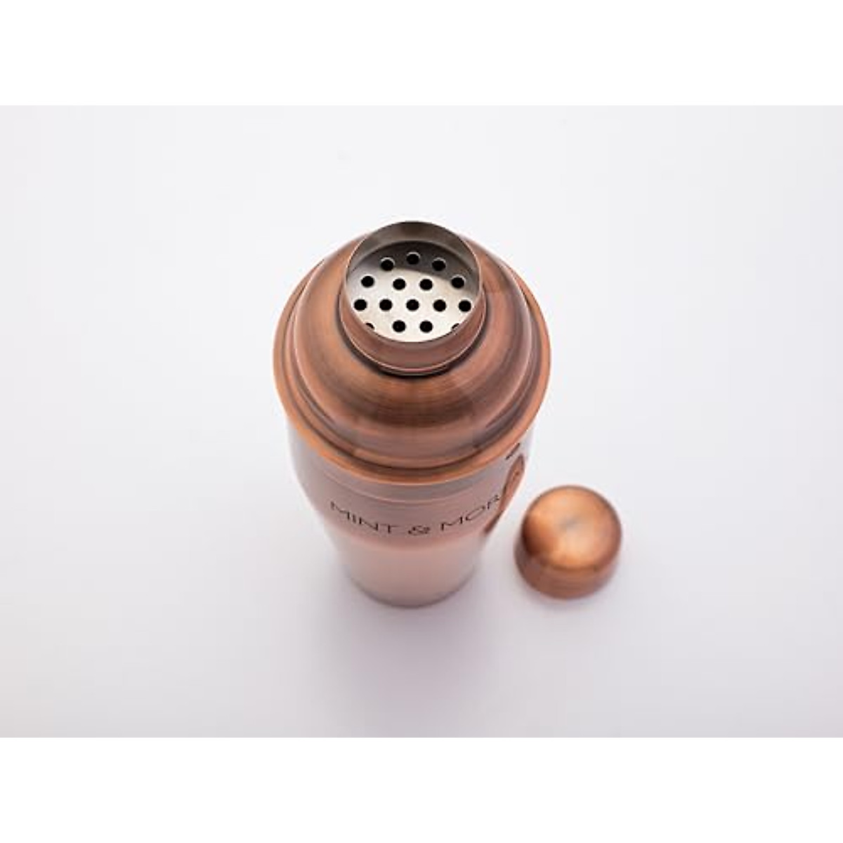 Mint & Mortar Cocktail Shaker Set, 7-Piece Bartender Kit with Stand, 24oz Martini Shaker Bottle Stainless Steel Bar Tools, Home Bar Accessories Drink Mixer, Barware Gift Set - Brushed Copper